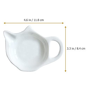 CALLARON Coffee Accessories 2pcs Ceramic Tea Bag Coasters Spoon Rest Teapot Shape Teabag Caddy Holder Saucer Set Sauce Dip Bowl Snack Seasoning Dish Tray Bracket for Tea Party Decorative Tray