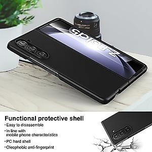 Foluu Slim Fit Case for Samsung Galaxy Z Fold 5 Case, with Front Built-in Screen Protector, Ultra Thin Matte PC Protective Cover for Samsung Galaxy Z Fold5 5G 2023 (Black)
