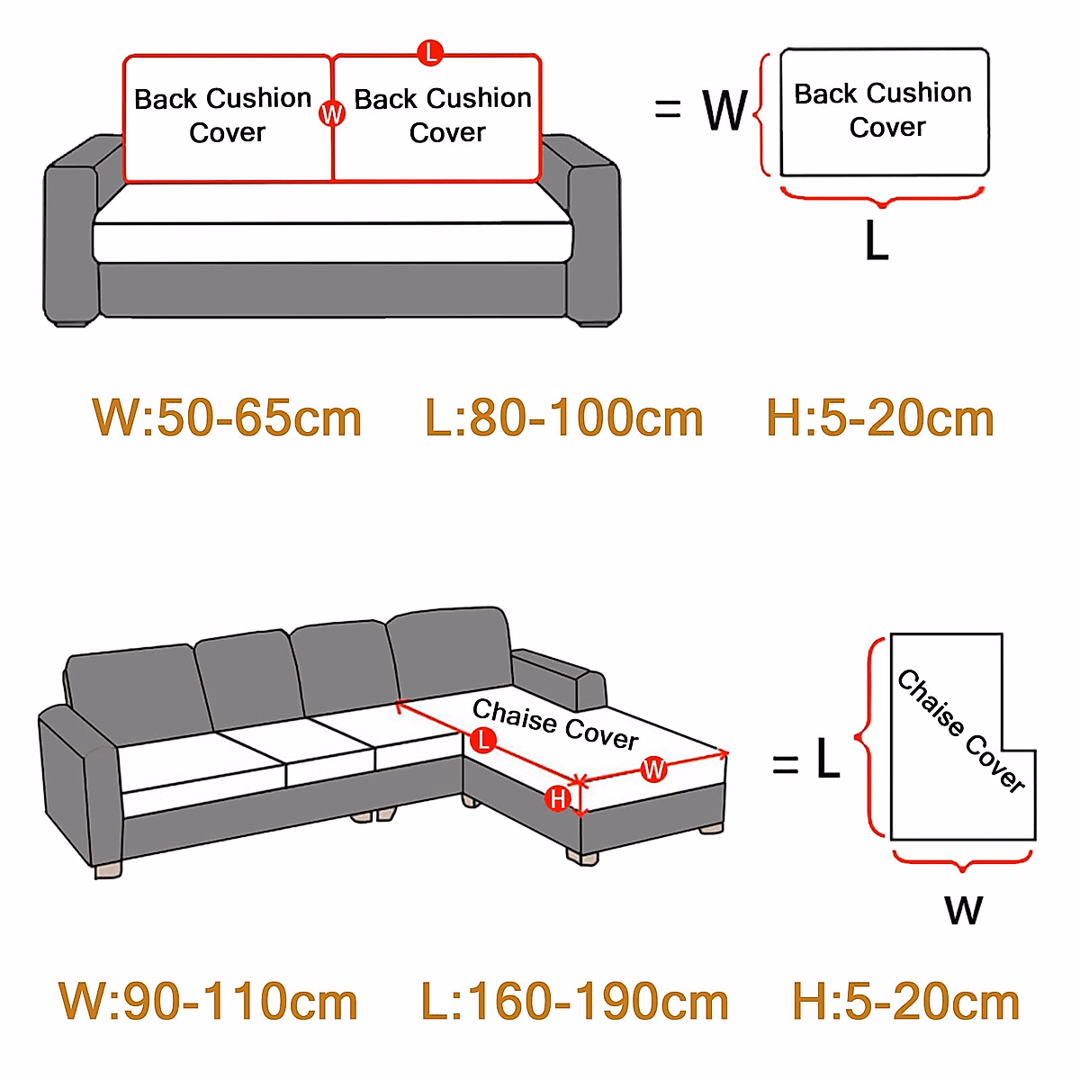 cjc 2023 New Universal Sofa Cover, Wear-Resistant High Stretch Couch Cushion Slipcovers, Anti-Slip L Shape Sofa Covers - Tear Stain Resistant Sofa Protector (Light Blue, Back Cover M)