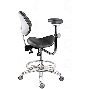 BONEW Global-Dental Saddle Chair Office Stool Dentist's Doctor's Assistant's Deluxe Chair PU Leather