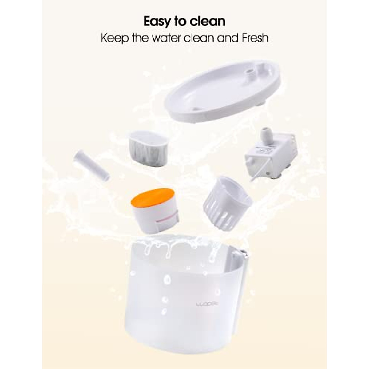 WOPET Cat Water Fountain W500, 118oz/1GAL Ultra Silent True Filtering Dog Water Fountain with Smart Pump LED Light and 6 Layers Filtration, Safe BPA-Free Pet Water Dispense for Multi-Cats (White)