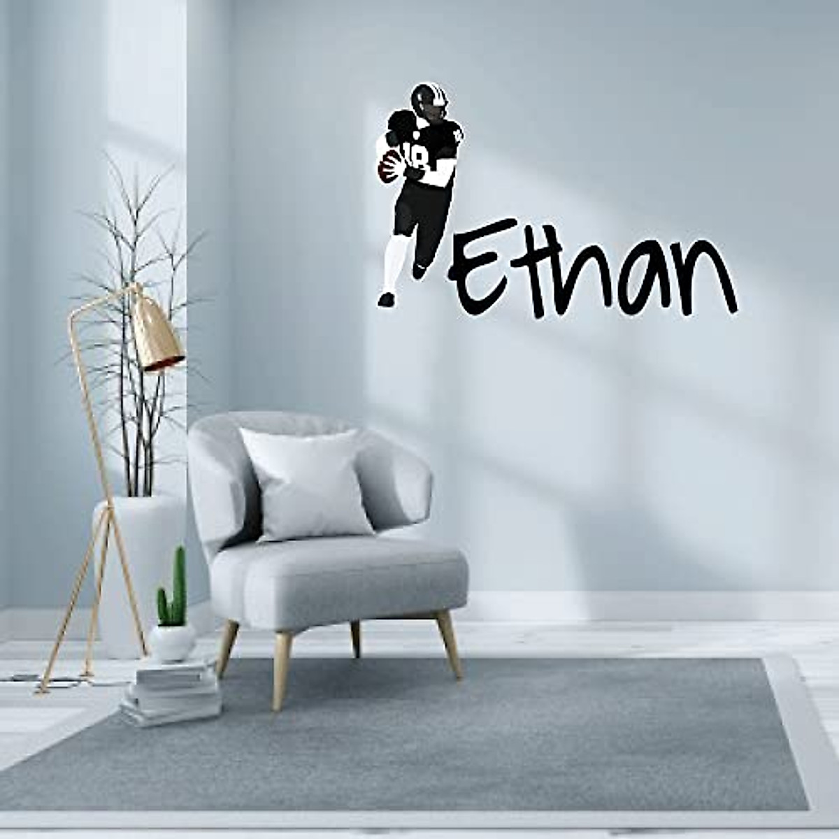 Football Personalized Name Nursery Wall Decal Vinyl Sticker | Multiple Font Options | Custom Kids Room Décor | Bedside Decals | Children’s Room | Car | Laptop