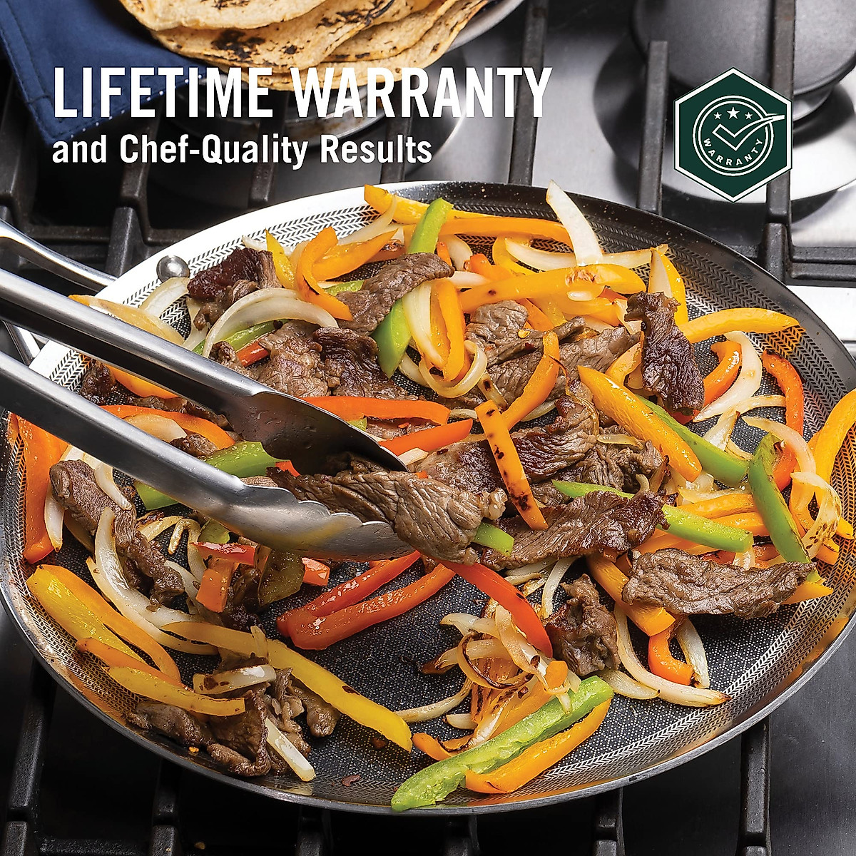 HexClad 22 Piece Hybrid Stainless Steel Cookware Set With 6 Pans, 6 Pots, Mixing Bowls, 6 Knives and 12 Inch Griddle, Dishwasher Safe