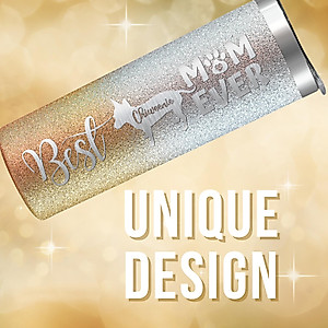 Onebttl Dog Mom Gifts, Dog Lover Gifts for Women, Best Dog Mom Ever, 20 oz Glitter Silver-Gold Insulated Tumbler - Chiweenie Mom