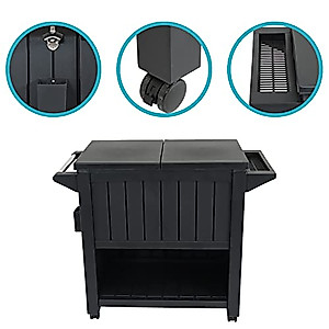 Sunnydaze Outdoor Bar Cart with Cooler, Prep Table, and Storage - Built-in Bottle Opener - Patio, Pool, Deck, and Outdoor Rolling Ice Chest - Phantom Gray