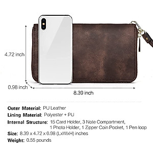 CLUCI Backpack Purse for Women Leather Convertible Fashion Designer Bookbag Ladies Travel Large Anti-Theft Shoulder Bags Women Wallet Large Leather Designer Zip Around Card HolderTwo-Tone Coffee