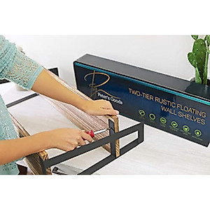 Peter's Goods 2-Tier Modern Rustic Floating Wall Shelves, Rustic Brown - Modern Farmhouse Wall Mounted Decor Book or Knick Knack Shelf for Laundry Room, Bathroom, Kitchen, Bedroom, Office and More