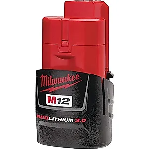 Milwaukee Electric Tool 48-11-2430 M12 Red Lithium 3.0 Compact Battery Pack, 3.375" x 1.875" x 1.75"