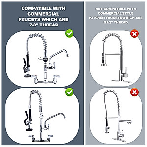 iVIGA 18.5" Commercial Sink Faucet Sprayer Hose, Pre-rinse Sprayer Hose for Commercial Kitchen Sink Faucet, 18.5 Inch Stainless Steel Flexible Hose Replacement Kit for Restaurant Industrial Dishwasher