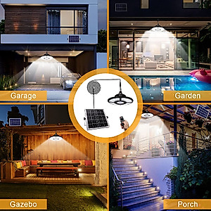 ChunHee Solar Pendant Light Outdoor Indoor, Solar Powered Shed Light with Adjustable Panel,IP65 Waterproof Solar Motion Sensor Lights with Remote Control,for Garden, Garage,Patio,Yard