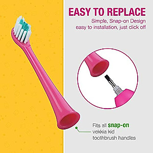 4-Pack Replacement Toothbrush Heads for Sonic V200 Rechargeable Kids Electric Toothbrushes, 7X More Plaque Removal, End-Rounded Soft Bristles, Comfortable & Efficient Clean Teeth, Perfect for Kids