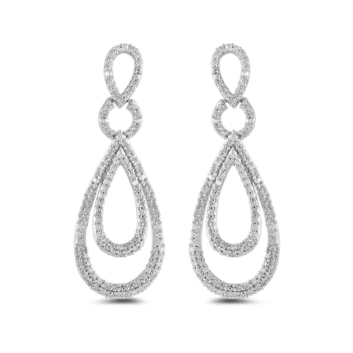 Amazon Essentials Sterling Silver Diamond Drop Earrings (1/2 cttw) (previously Amazon Collection)