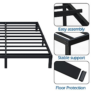DiaOutro 9 Inch California King Bed Frames Heavy Duty Low Profile Metal Platform No Box Spring Needed Mattress Foundation, Easy to Assembly, Noise Free, Black