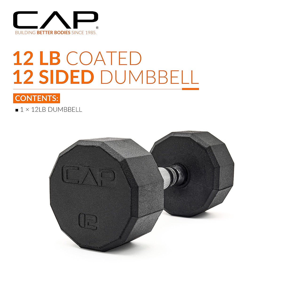 CAP Barbell 12-Sided Coated Dumbbell, 12 LB