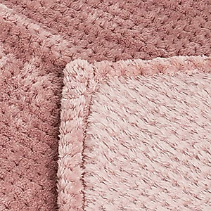 Exclusivo Mezcla Waffle Textured Extra Large Fleece Blanket, Super Soft and Warm Throw Blanket for Couch, Sofa and Bed (Dusty Pink, 50x70 inches)-Cozy, Fuzzy and Lightweight