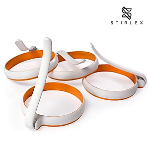 STIRLEX 4-inch Silicone Fried Egg Rings Set, 4-pack, Round Mold for Pancakes, Breakfast Sandwich, Nonstick