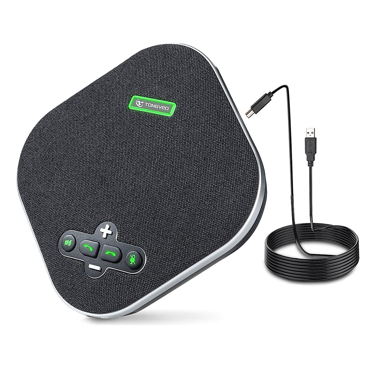 TONGVEO USB Speakerphone Microphone Conference Speaker,Daisy Chain Computer Speaker with Microphone 360º Voice Pickup Built-in 4 AI Noise Cancellation Mics for 12 Attendees Conference Call Speaker