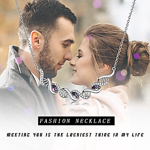 Aurora Tears DNA Double Helix Chemistry Science Molecule Biology Necklace Infinity 925 Sterling Silver Mystic Rainbow Topaz Spiral Pendant Jewelry for Women DP0310W