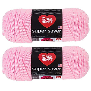 Bulk Buy: Red Heart Super Saver (2-Pack) (Petal Pink, 7 oz Each Skein)