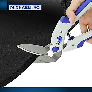 MichaelPro 10" Heavy Duty Angled Scissors, Carpet Cutter, Multipurpose Industrial Scissors, Cutter for Carpet, Cardboard, Leather, Artificial Turf, Pruning, Professional Soft Grip Stainless Steel