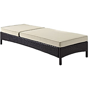 Crosley Furniture Palm Harbor Outdoor Wicker Chaise Lounge with Sand Cushions - Brown