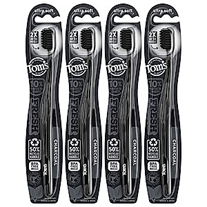 Tom's Of Maine Gentle Charcoal Toothbrush, Soft, 4-Pack (Packaging May Vary)