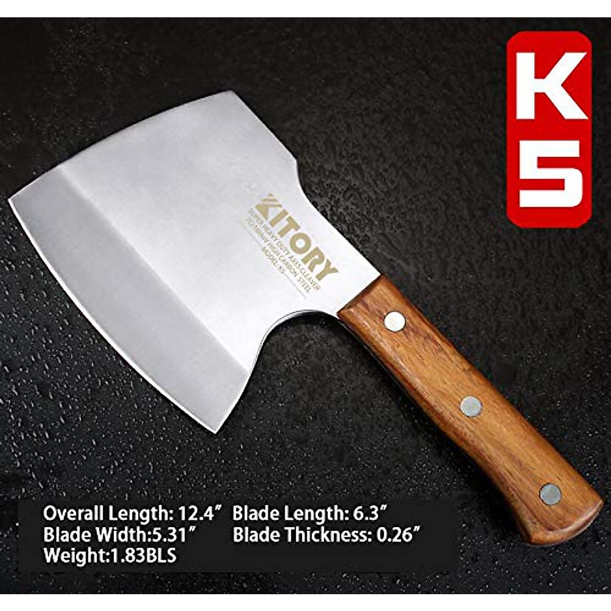 Kitory Super Heavy Duty Meat Cleaver eapecially for big bone and frozen meat - bone breaker - butcher kitchen axe knife - K5