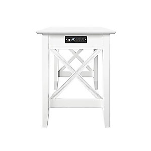AFI 48" Solid Wood Writing Desk - Sturdy X Design - Home Office Desk with Drawer, Laptop Computer Work Study Table with USB Charger White