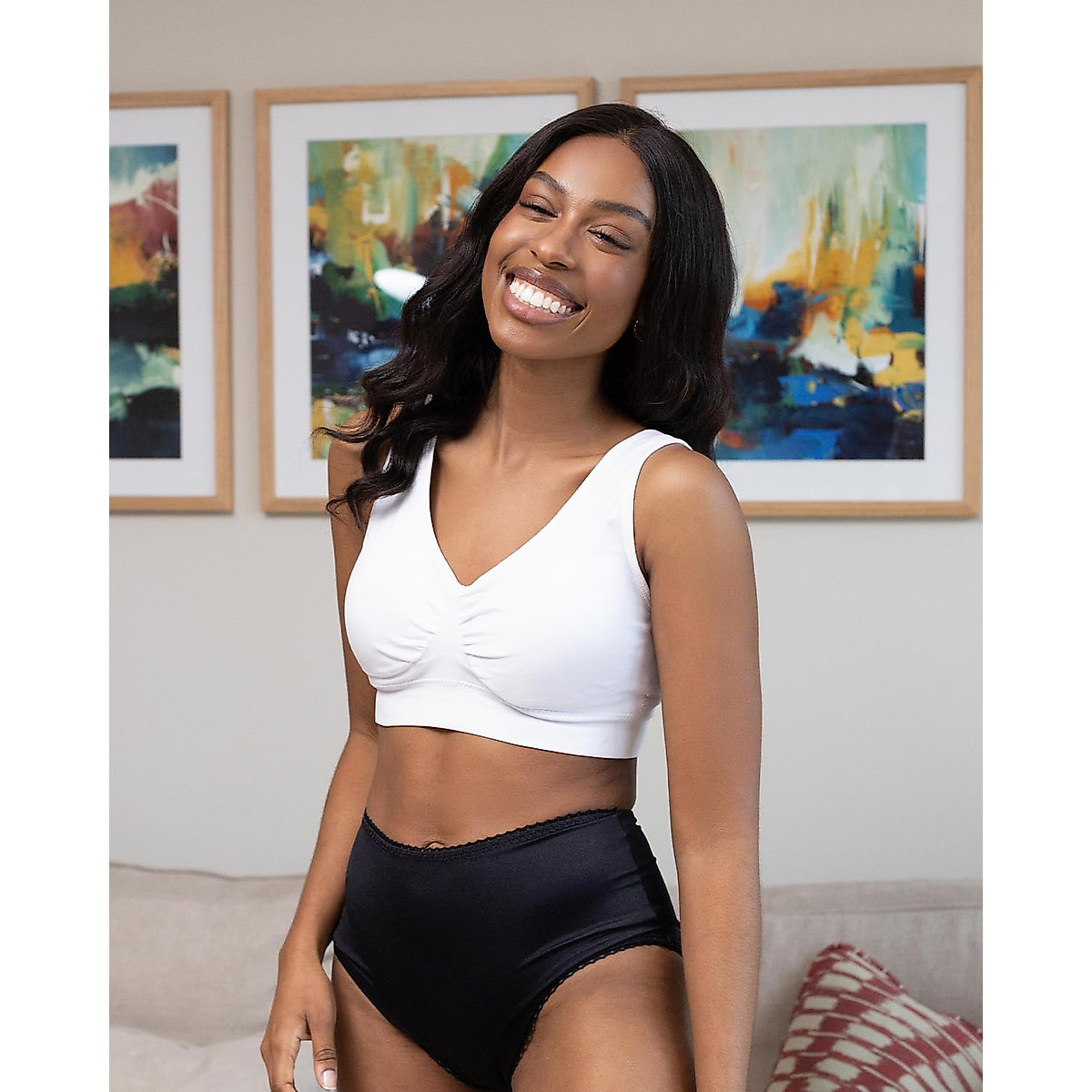 Coobie Seamless Comfort Bra,White,X-Large