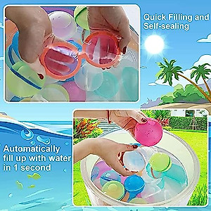 Reusable Water Balloons for kids, Summer Party, Bath Toy, Water Battle Game, Water Park, Latex-Free Silicone Fast Self-Sealing Water Bomb Splash Fun for Kids and Adults (Pack 16)
