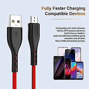Micro USB Cable Braided 10ft, Android Charging Cable Fast Phone Charger Cord with Extra Long Length Nylon Braided Compatible with PS4,Samsung Galaxy S7 Edge/S7/S6,Note 5 4,LG(3pack)