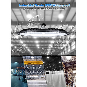 ONLYLUX LED High Bay Light 200w, LED Garage Lightsing, LED Shop Lights 5000K Daylight 30000LM 6 Pack, UFO LED Highbay Lights with US Plug, IP65 Commercial Bay Lighting, for Warehouse, Garage