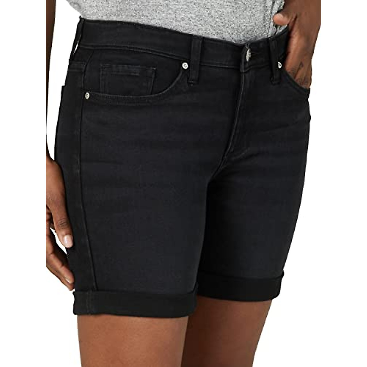 Lee Women's Ultra Lux Mid-Rise Straight Leg Jean Short, Black, 6