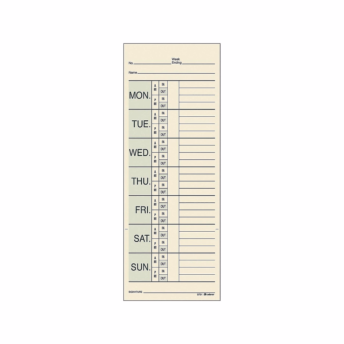 Adams 442772 Time Cards for Pyramid 1000 Time Clock 200/Pack (9791-200)