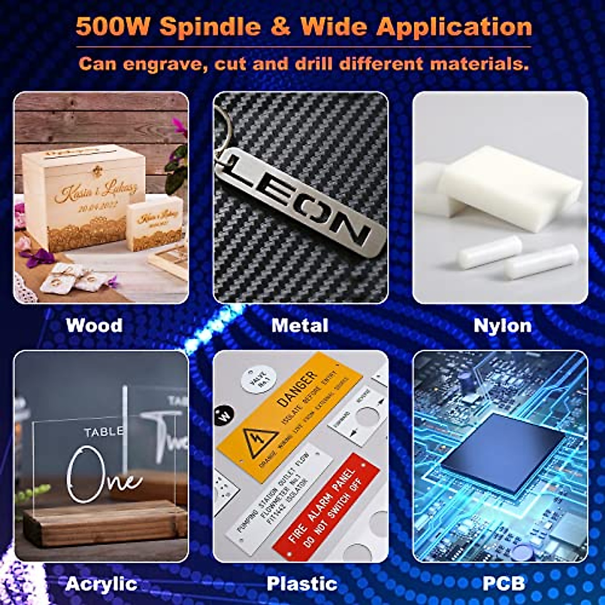 500W CNC Router Machine, 4540 CNC Machine for Metal, 3-Axis Stainless Steel Engraving Milling Machine for Carving Cutting Wood Acrylic PCB MDF Nylon, Working Area 430x390x90mm (16.9x15.4x3.5”)