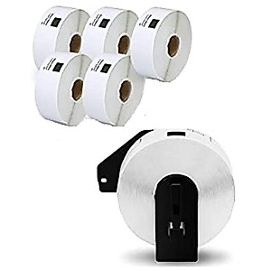Prinko Compatible 6 Rolls 1-1/7" x 3-1/2"(29mm x 89mm) Direct Thermal Labels Replacement for DK-1201 Shipping Mailing Postage Address Compatible for Brother QL Printer (6 Rolls + 1 Frame) (6)