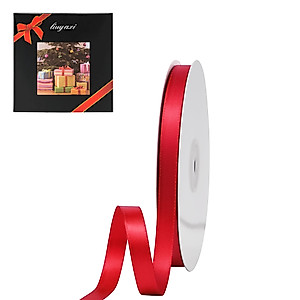 LIUYAXI Red Double Face Satin Ribbon 3/8" X 50 Yards, Ribbons Perfect for Crafts, Gift Wrapping, Bow Making and More