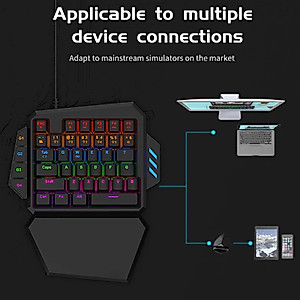 PURPLELU 39-Key Backlit Gaming Keyboard, One-Handed Mechanical Keyboard, Convenient Mini Ergonomic Game Handle, Suitable for Gamers