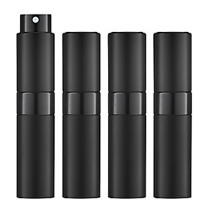 LISAPACK Atomizer Perfume 8ML Spray Bottle for Travel (4PCS), Empty Refillable Cologne Dispenser, Portable Sprayer (Black)