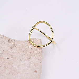 LEMON GRASS Gold Vermeil Open Circle Ring in Sterling Silver Size 7
