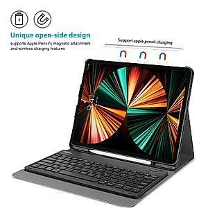 ProCase Keyboard Case for iPad Pro 12.9 2022 2021 2020 2018, Slim Shell Lightweight Cover with Magnetically Detachable Wireless Keyboard for iPad Pro 12.9 Inch 6th 5th 4th -Black