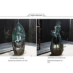 TONGYOU Ceramic Waterfall Backflow Incense Burner Incenser Holder Home Decor Aromatherapy Ornament+ 10 Cone Incense Free (Blue Style4)