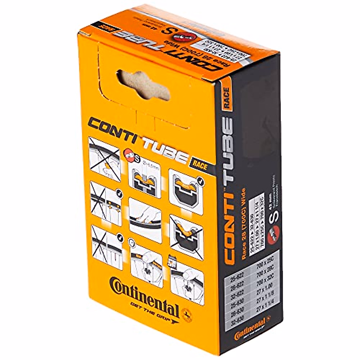 Continental 42mm Presta Valve Tube, Black, 700 x 25C-32C, Race 28-(700C)-Wide