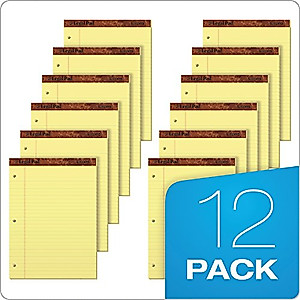 TOPS The Legal Pad Writing Pads, 8-1/2" x 11-3/4", Canary Paper, Legal Rule, 50 Sheets, 12 Pack (75351)