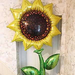 10pcs 36inch Sunflower Foil Balloons, Large Sunflower Giant Balloons for Sunflower Theme Birthday Baby Shower Decorations Wedding Birthday Party Decoration