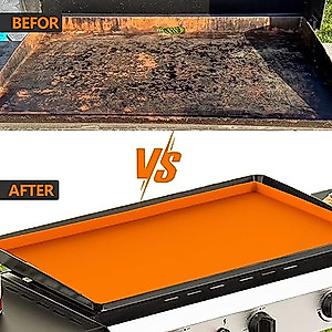 Silicone Griddle Mat 28" for Blackstone Grill, Food Grade Silicone Griddle Protective Mat Cover,Heavy Duty/Non Stick/Reusable Silicone Grill Cover, Protect Your Grill (orange-28inch)