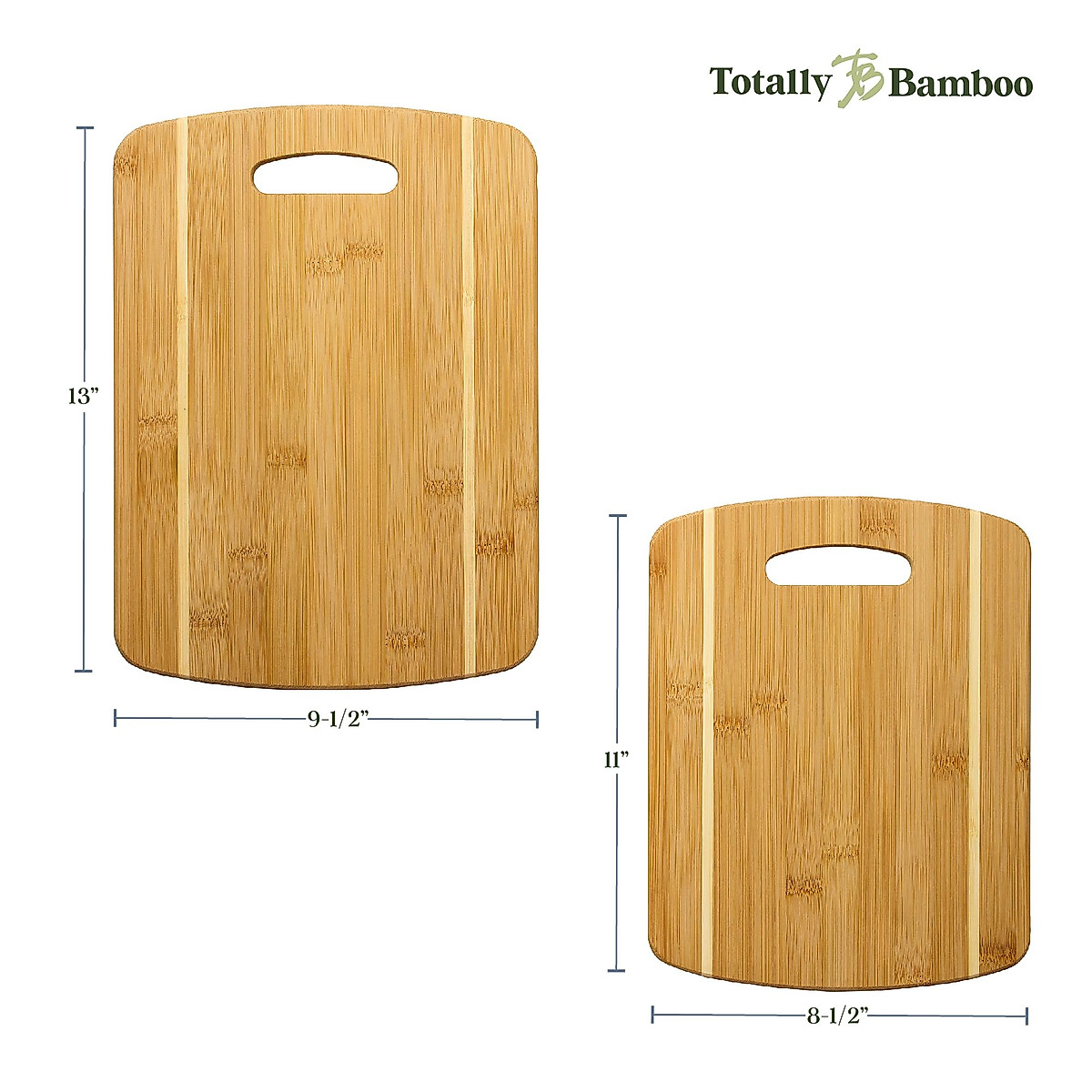 Totally Bamboo Two-Piece Striped Bamboo Cutting Board Set, 13" x 9-1/2" and 11" x 8-1/2"