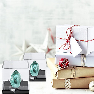 NOLITOY Home Decor 8pcs Natural Rough Mineral Specimen Display Case Holder Square Transparent Plastic Box Sample Display Box Jewelry Storage Container for Home Plastic Storage Bins