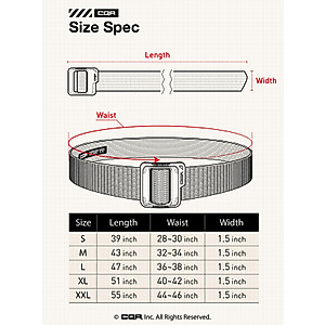 CQR Tactical Belt, Military Style Heavy Duty Belt, Webbing EDC Quick-Release Buckle, Plastic Flip Tab Black, Large