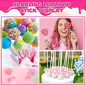 600Pcs Lollipop Stick, 6IN Cake Pop Sticks with Clear Treat Bags & Gold Twist Ties, Cake Pops Making Tools for Lollipops, Candies, Chocolates Cookies (A)